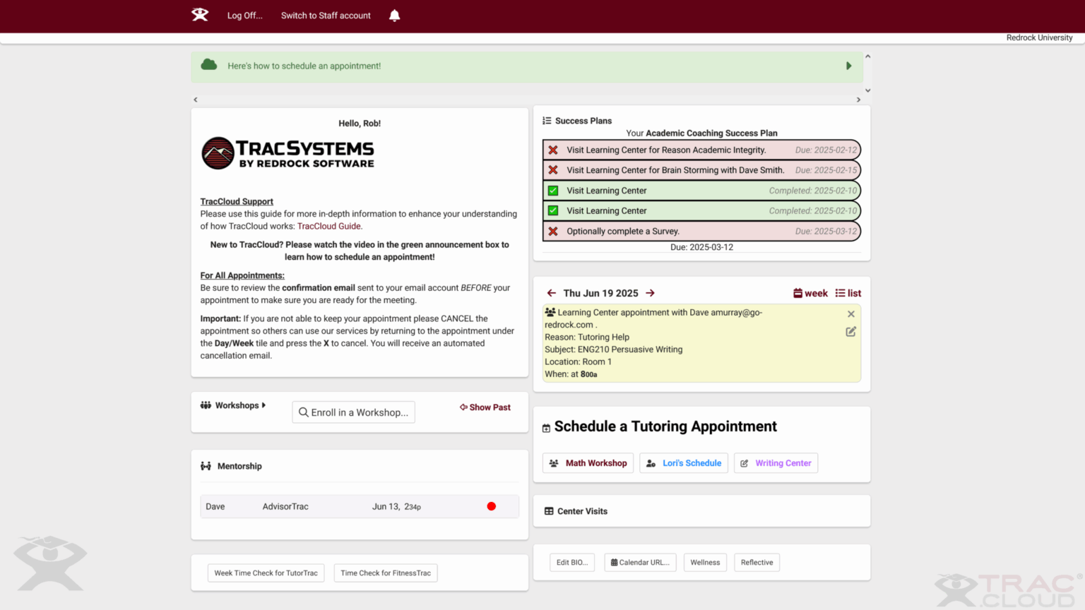 Advising Center Management — TracCloud by Redrock Software Corporation